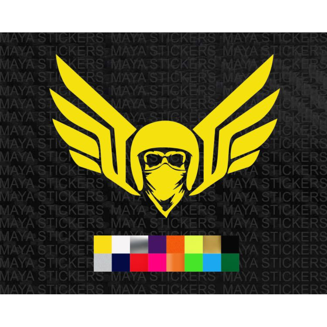 Biker with skull design sticker in custom colors and sizes
